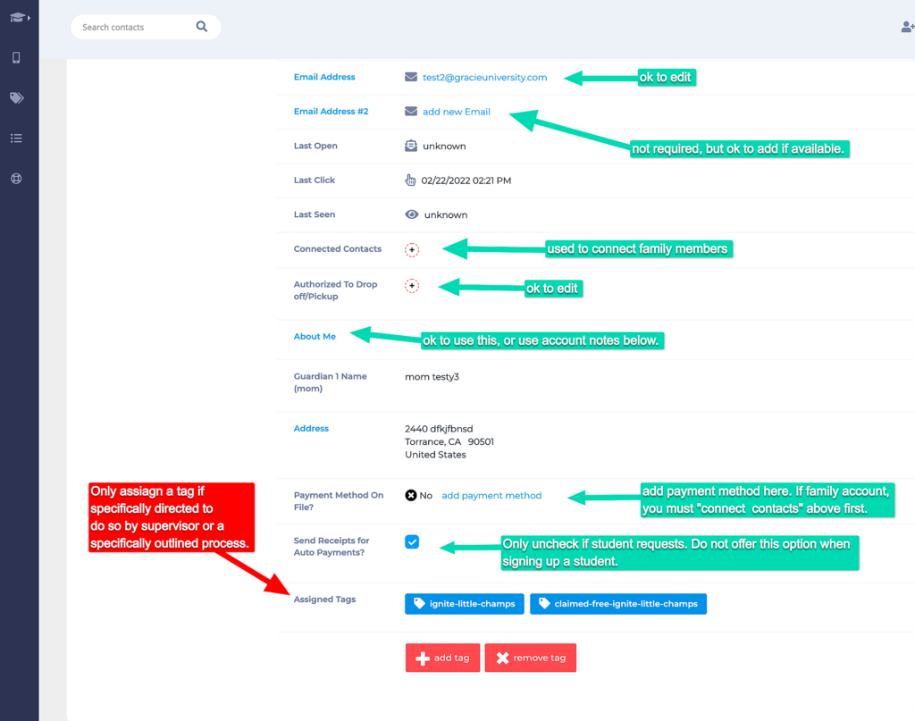 Contact Profiles – Spark For CTCs Knowledgebase