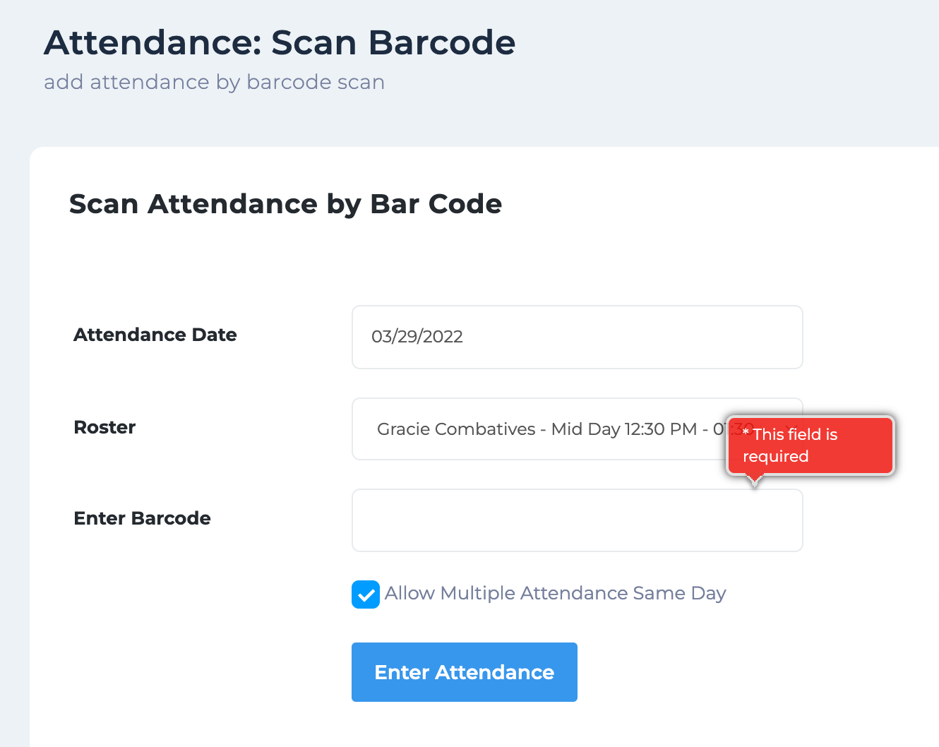Attendance Basics / Barcodes – Spark For CTCs Knowledgebase
