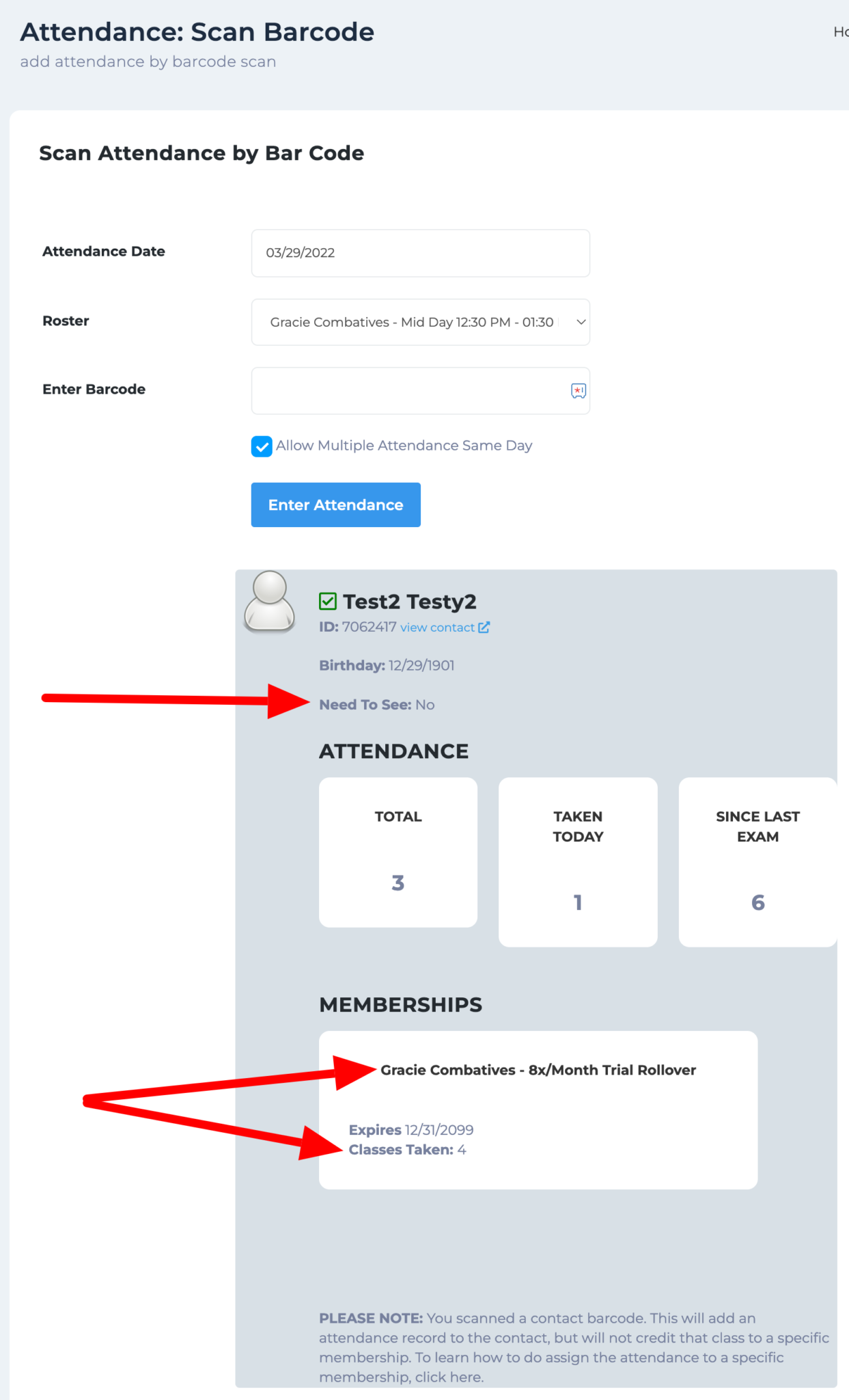 Attendance Basics / Barcodes – Spark For CTCs Knowledgebase